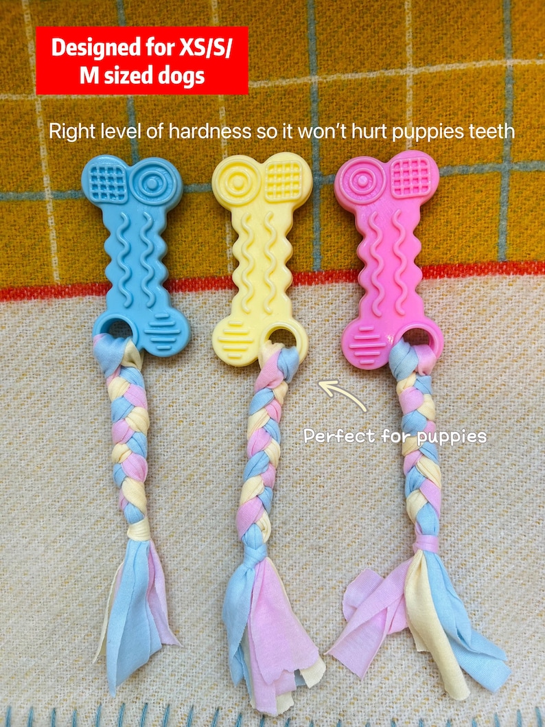 Pack of 3 | Chewable Bone Dog Toy With Rope | Perfect Level Toughness ...