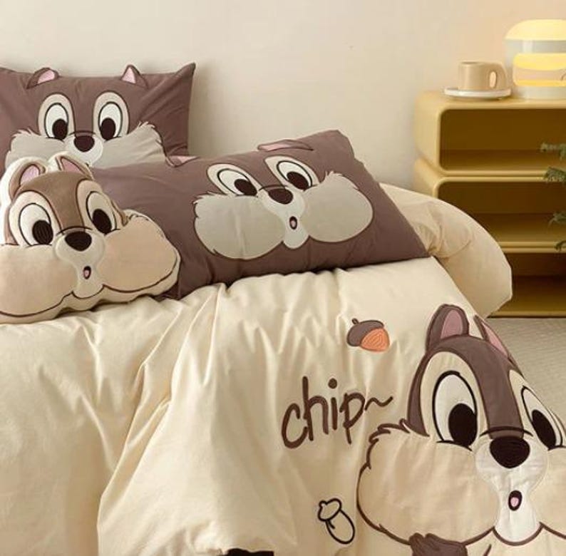 Little Girl Squirrel Cute Cartoon Washed Four-piece Bed Set. - Etsy
