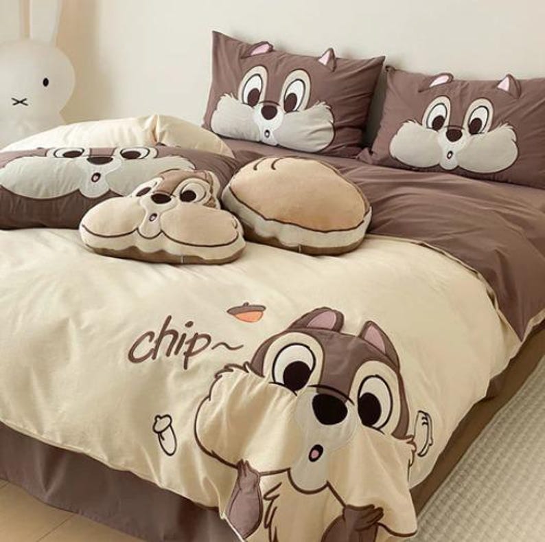 Little Girl Squirrel Cute Cartoon Washed Four-piece Bed Set. - Etsy