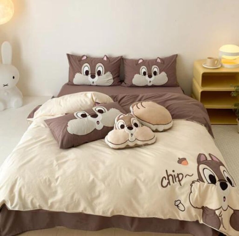 Little Girl Squirrel Cute Cartoon Washed Four-piece Bed Set. - Etsy