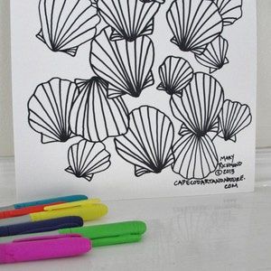 Seashore Seashell Scallop Coloring Page for Adults and Children ...