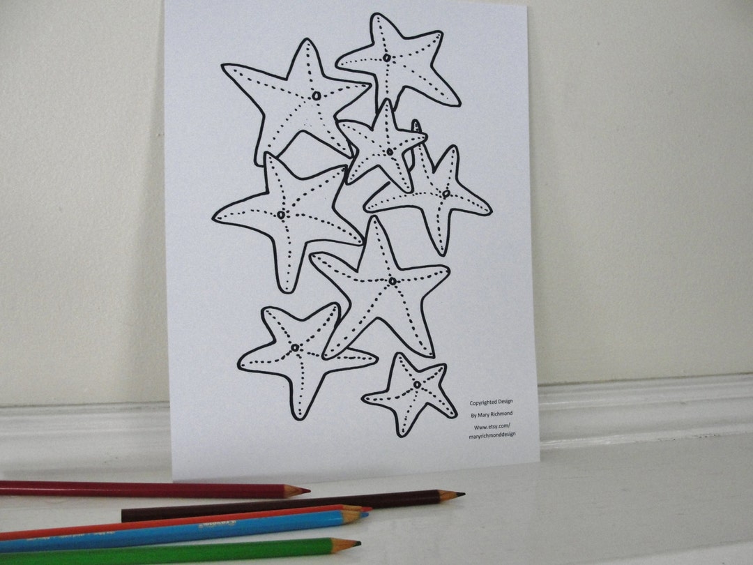 Seashore Sea Star Starfish Coloring Page for Adults and Children ...