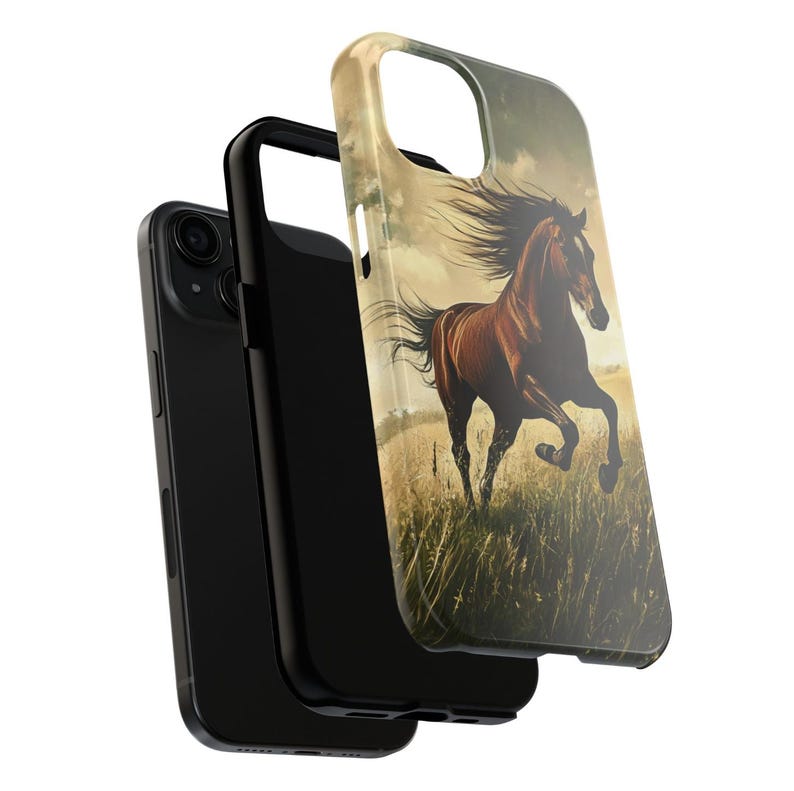 Tough Phone Cases, Horse Running Through Tall Grass, Cute Realistic ...