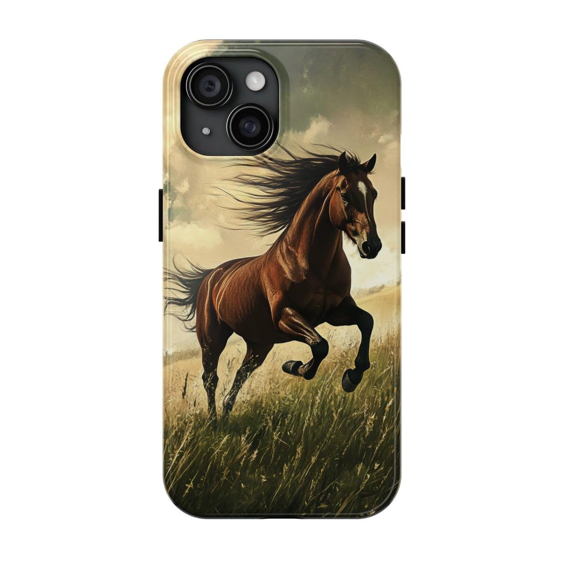 Tough Phone Cases, Horse Running Through Tall Grass, Cute Realistic ...