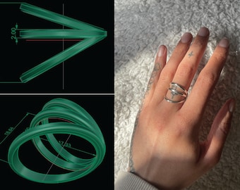 WRAP RING / Digital 3D Ring Model, STL Jewelry, 3D Printing, 3D Jewelry ...