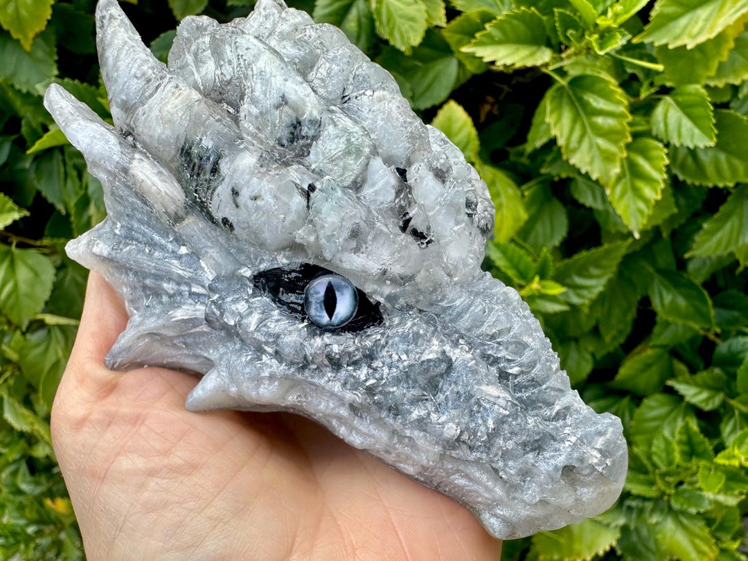 Rainbow Moonstone Orgonite Dragon - Orgone Generator - With Selenite ...