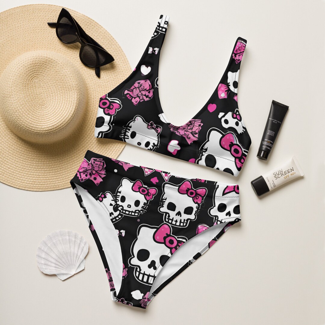 Skeleton Swimming Wear Recycled High-waisted Bikini Hello Kitty ...