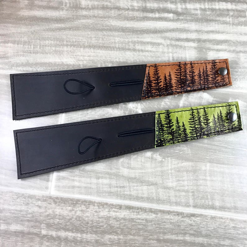 Leather Cuff Bracelet Wrap Wilderness Pine Tree Print in | Etsy