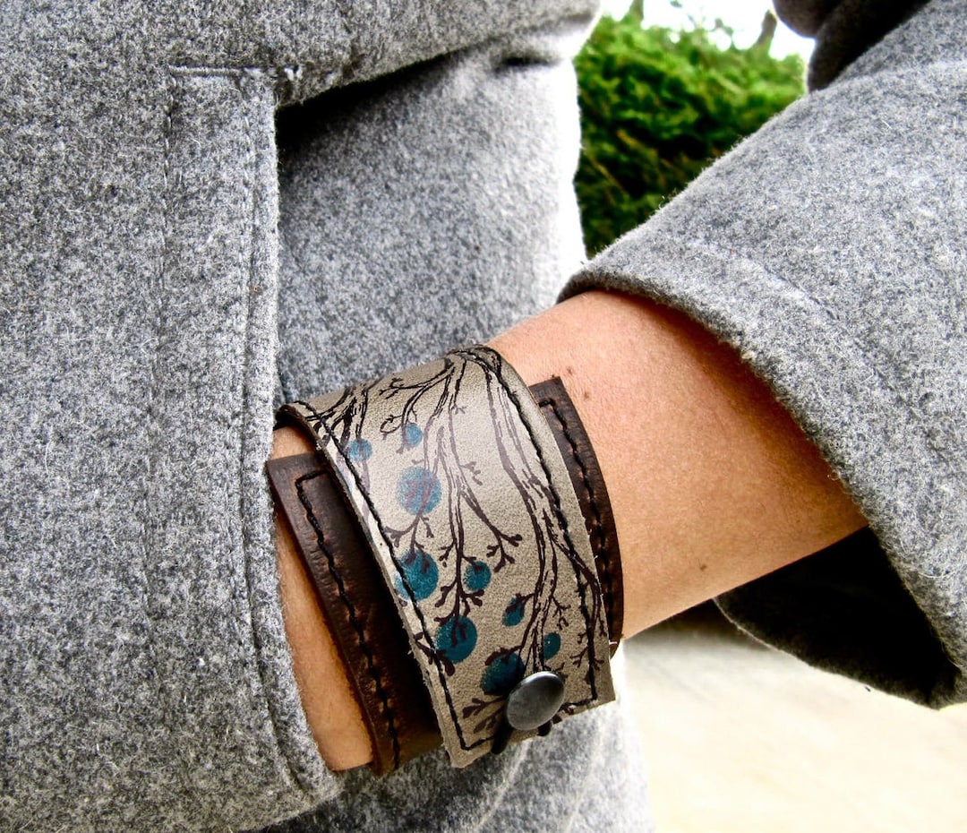 Leather Cuff - Wrap Bracelet - Leather Bracelet - Adjustable Size Cuff ...