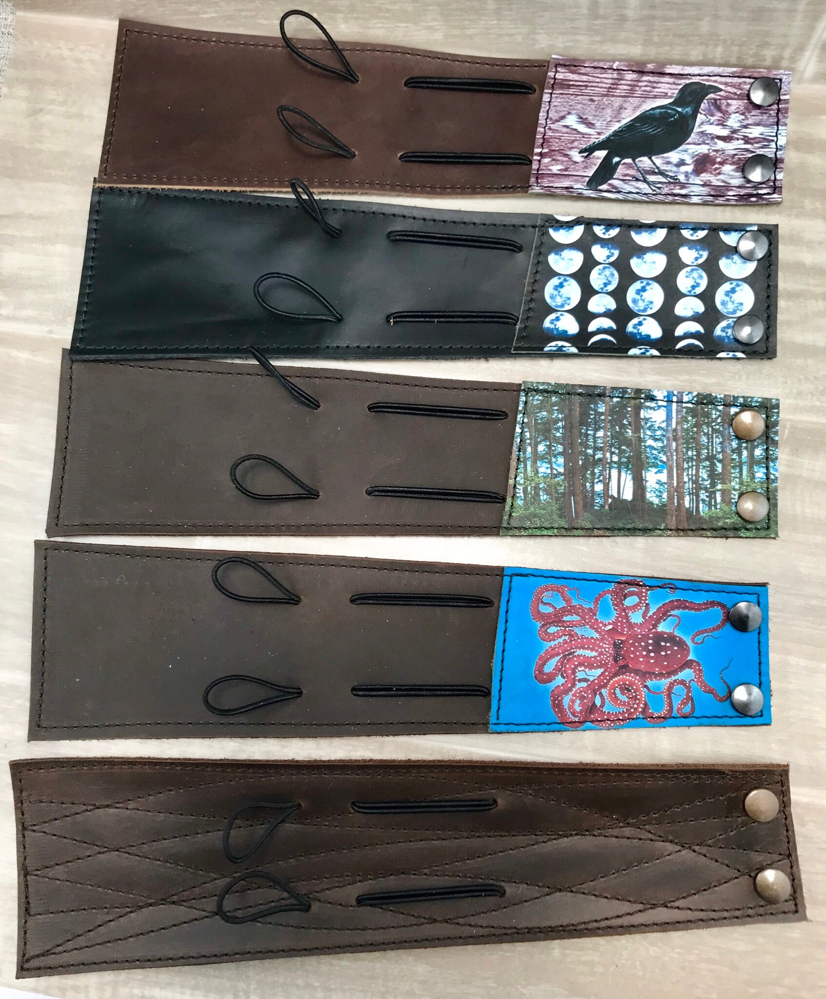 WIDE Leather Cuff Wrap Unisex Costal Forest Digital Print | Etsy