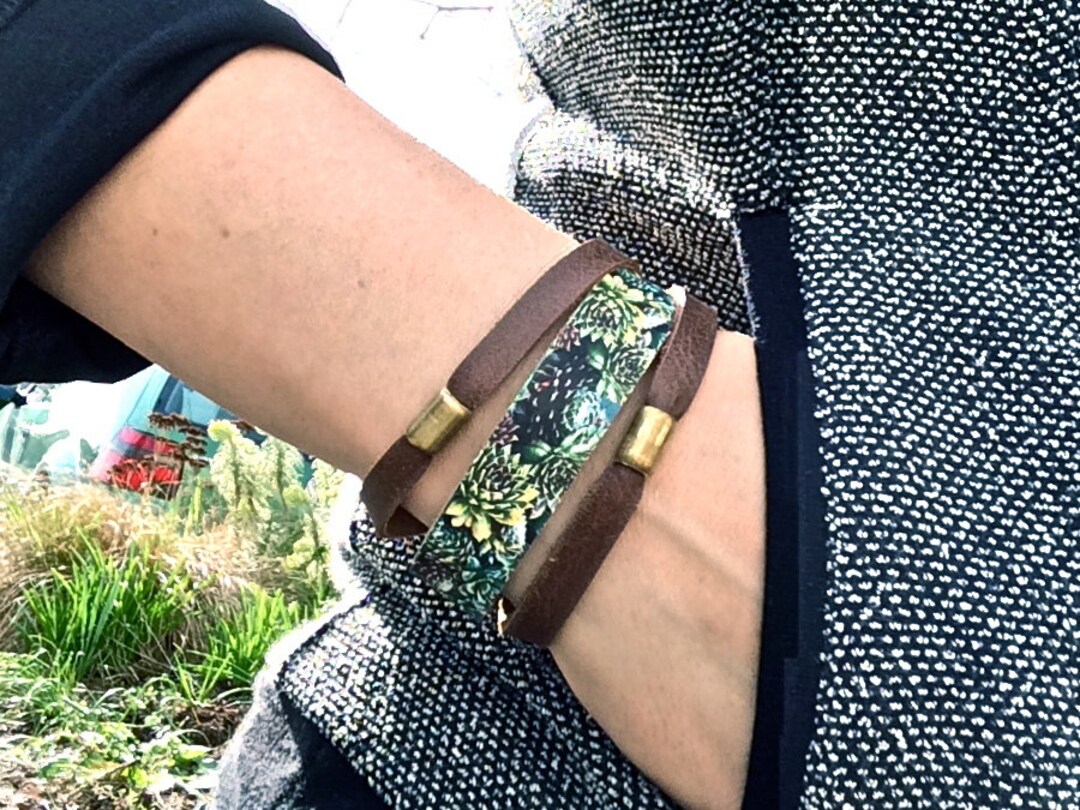 Layered Leather Bracelet - Multistrand Bracelet - Brass Bracelet ...