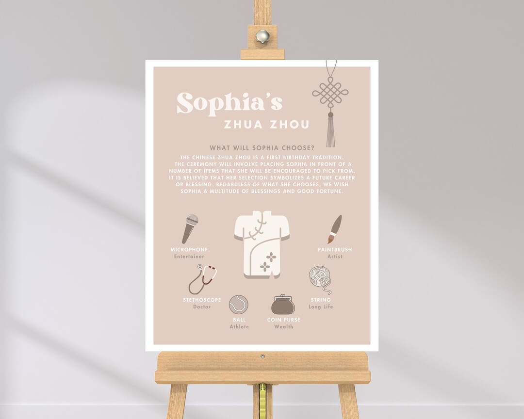 Zhua Zhou Board Bundle | Doljabi Sign, Raffle & Labels | Gender Neutral ...