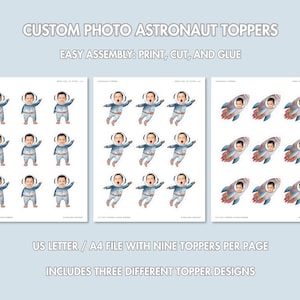 Custom Photo Astronaut Cupcake Toppers | Outer Space Birthday Cake ...