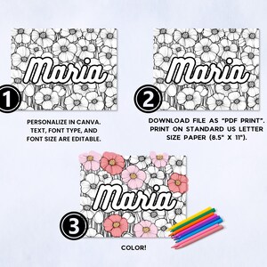 Editable Floral Name Coloring Pages | Customizable Coloring Book ...