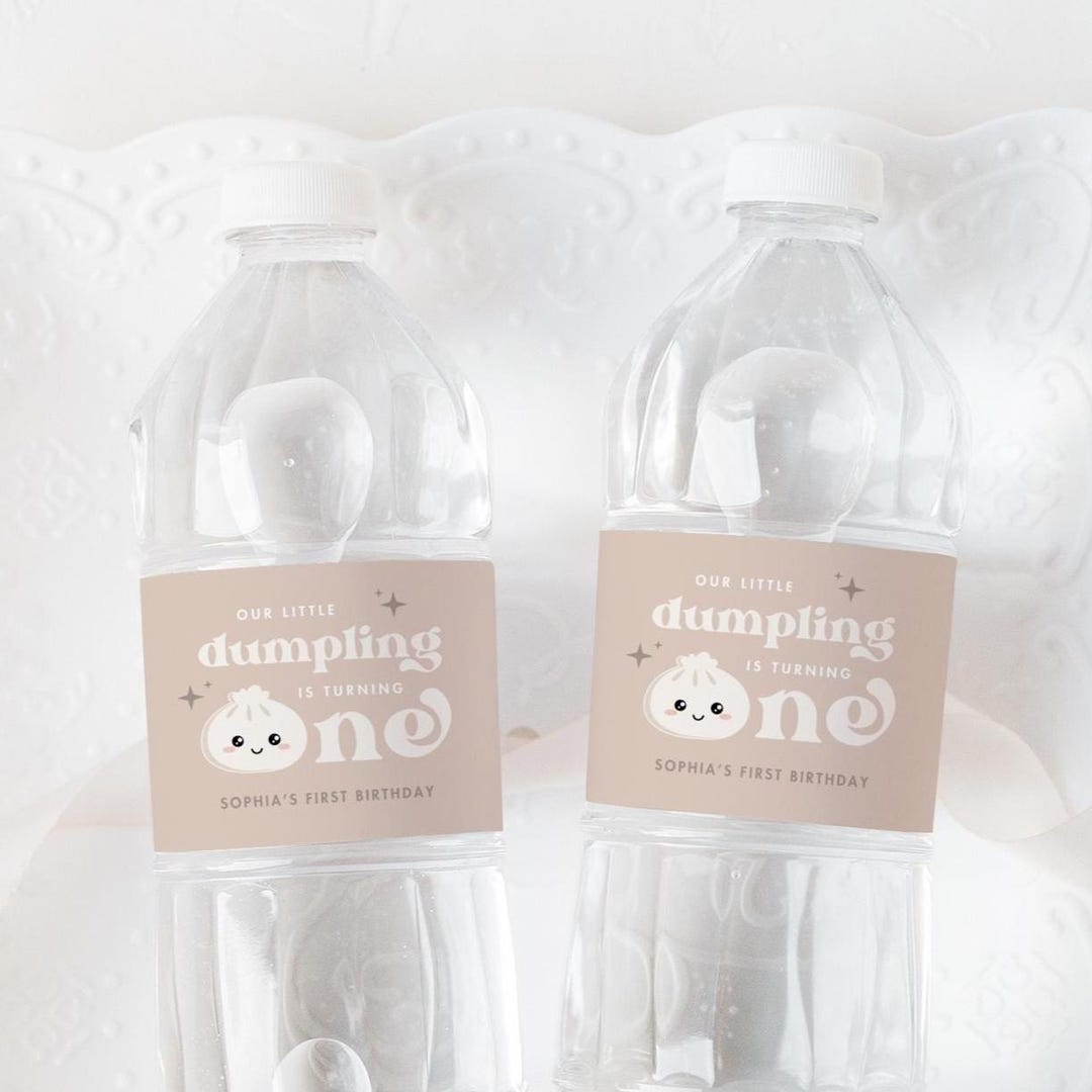 Little Dumpling 1st Birthday Water Labels | Bao Dumpling Dim Sum Party ...
