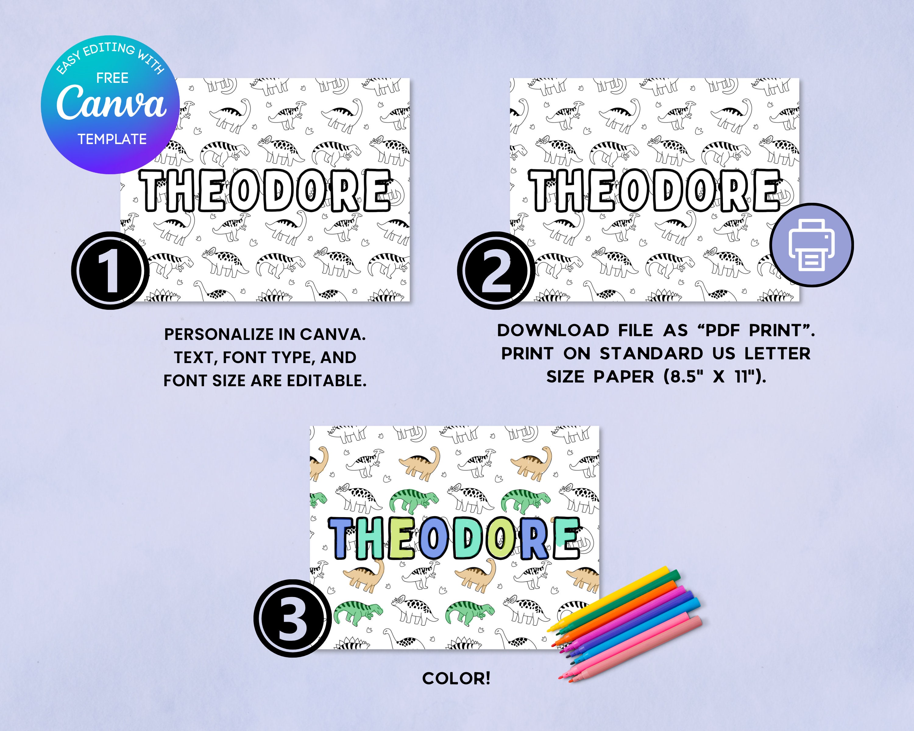 Editable Name Coloring Pages | Customizable Coloring Book | Printable ...