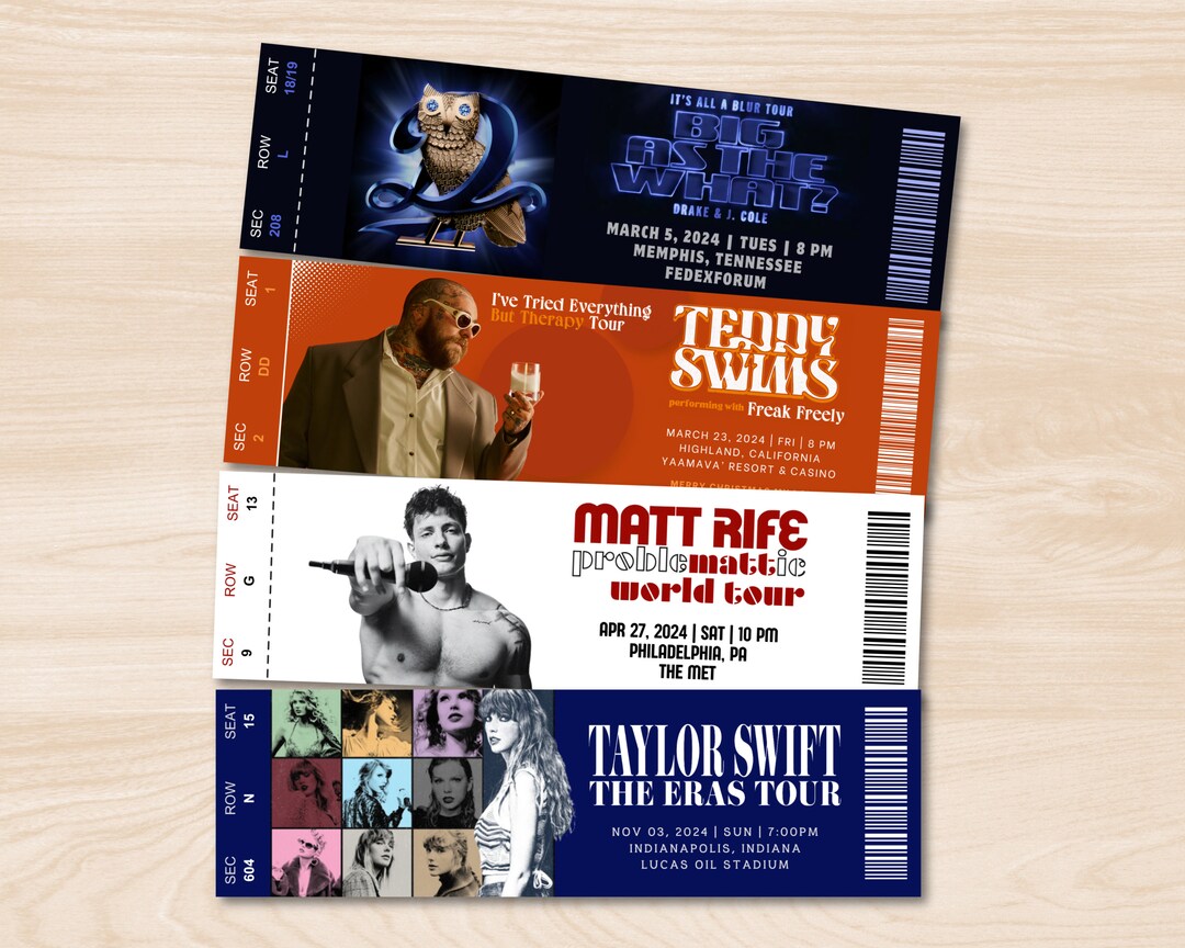 Custom Concert Ticket Printable Personalized Event Ticket Digital Download - Etsy UK