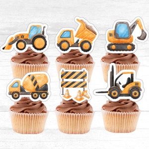 Construction Cupcake Toppers | Printable Construction Truck Birthday ...