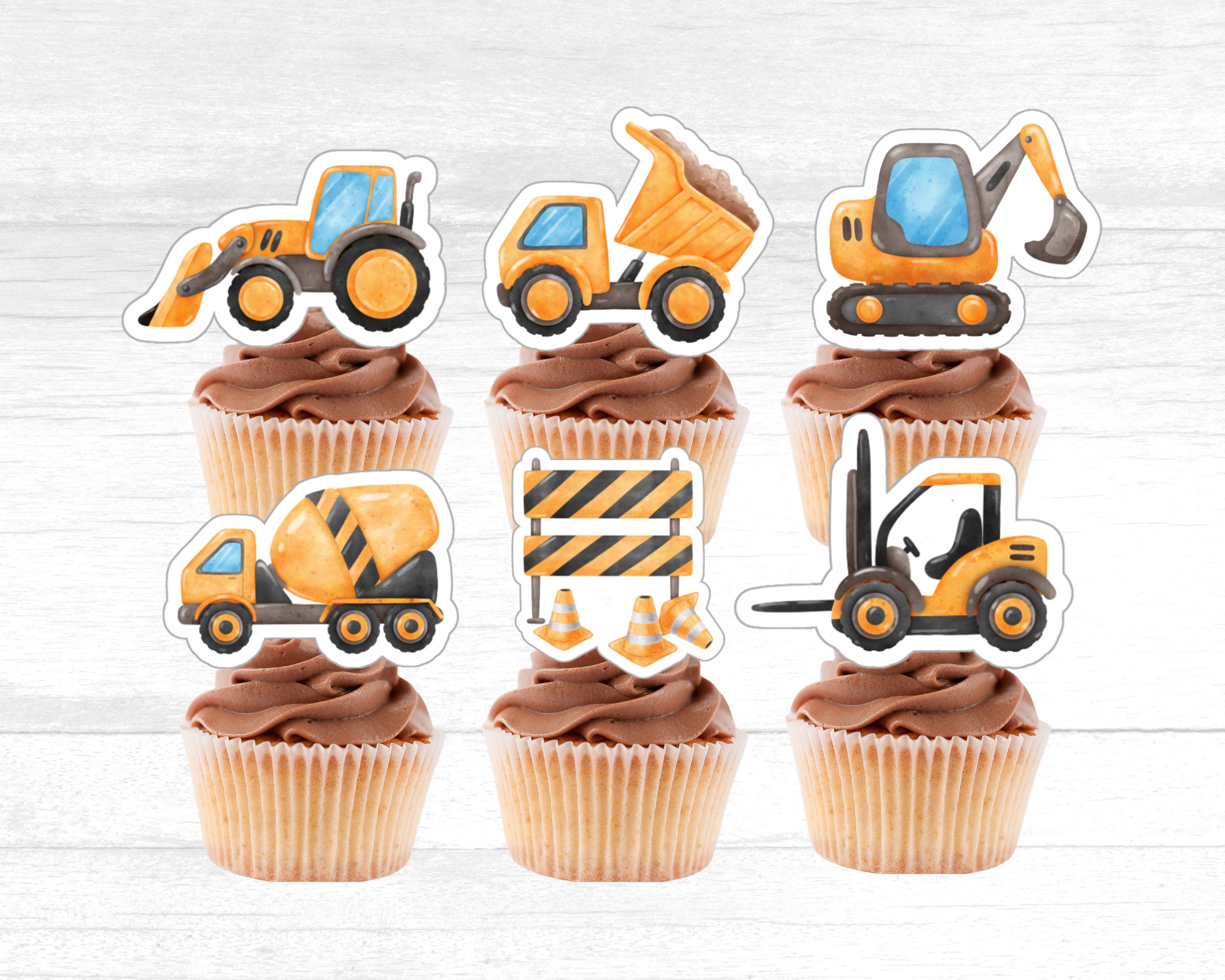 Construction Cupcake Toppers Printable Construction Truck Birthday Cake ...