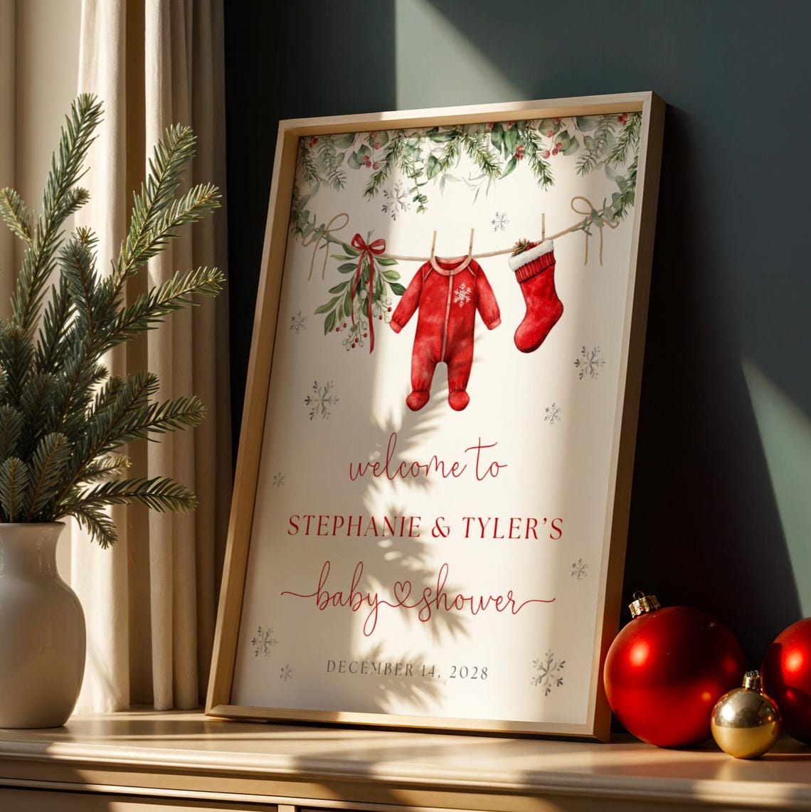 Santa Baby Shower Welcome Sign | Winter Christmas Holiday Baby Shower ...