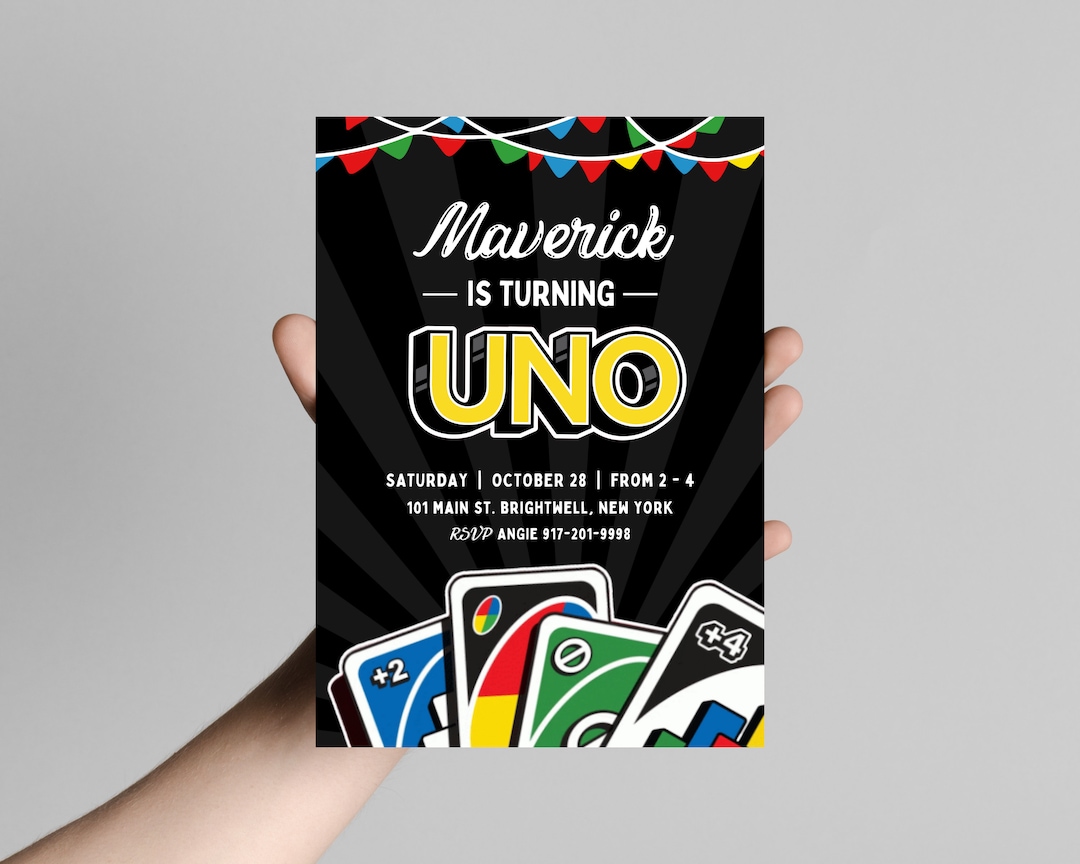 UNO Birthday Invitation Custom Photo UNO First Birthday Party Invite ...