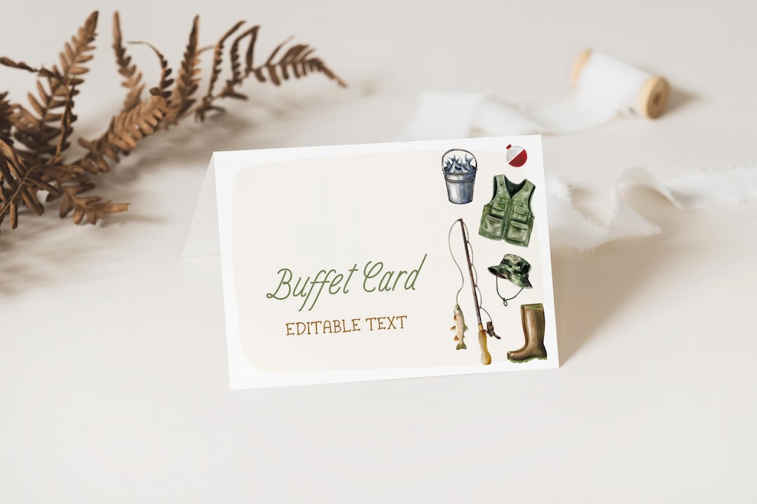 Fishing Food Label Buffet Cards | O-fish-ally One | the Big One | Gone ...