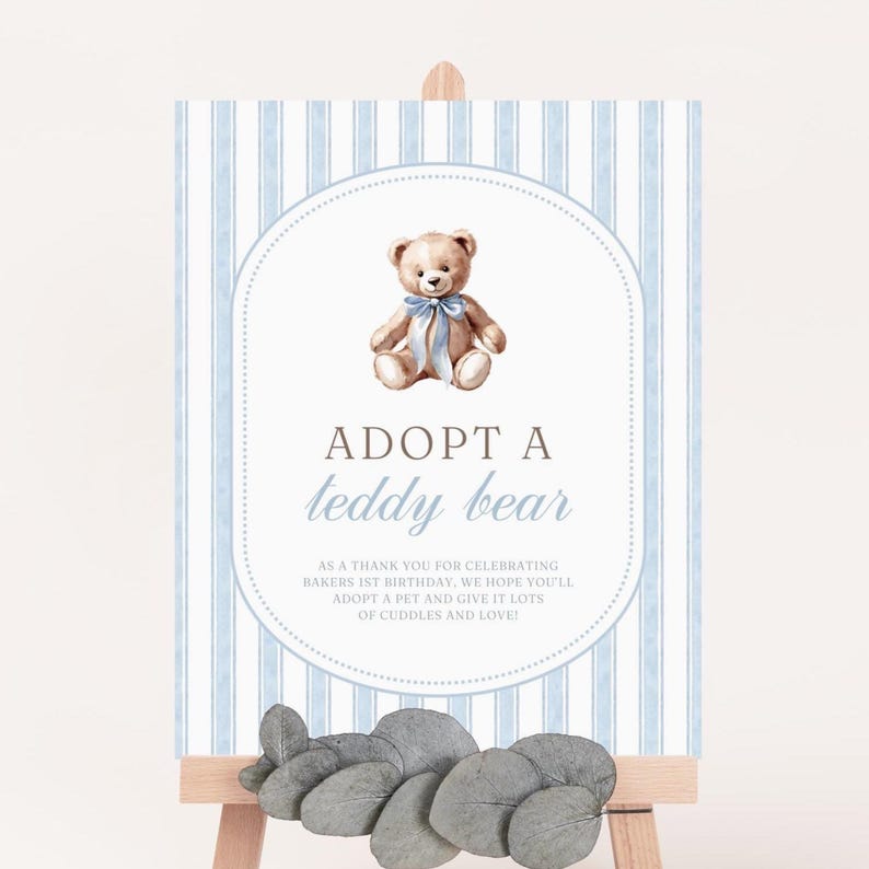 Teddy Bear Adoption Sign & Certificate| Editable Adopt a Bear Sign ...
