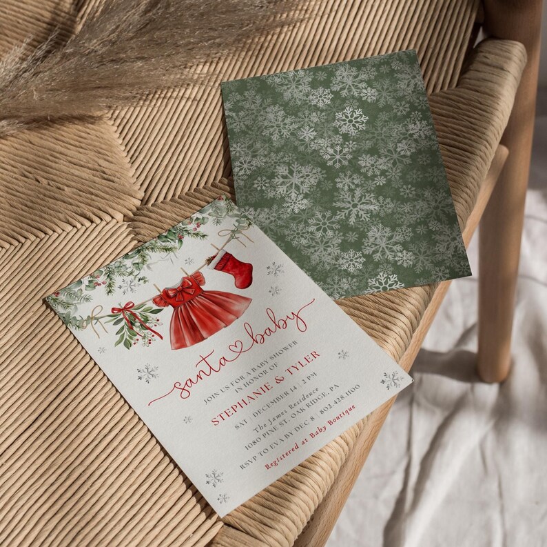 Santa Baby Shower Invitation Bundle | Christmas Girl Baby Shower ...