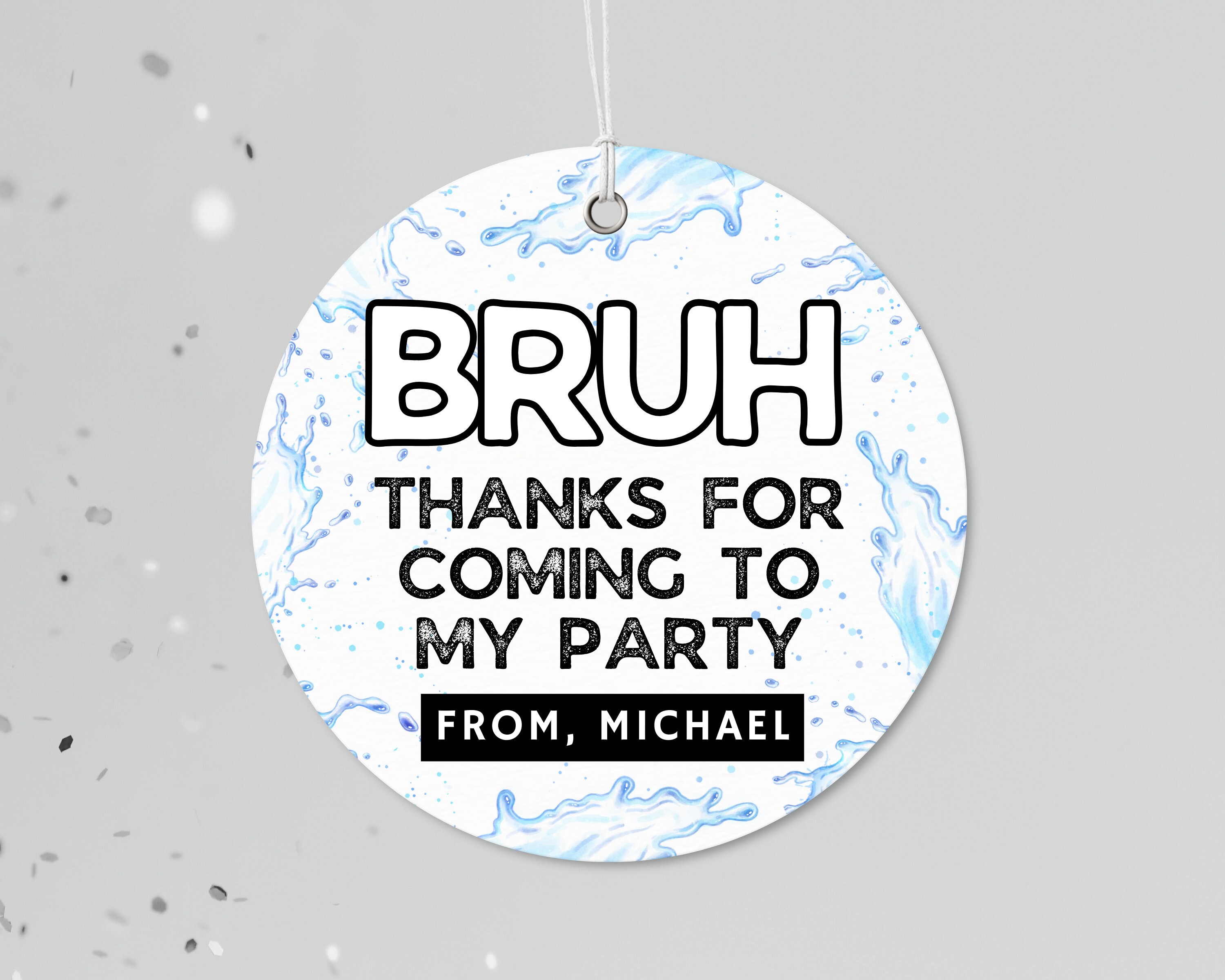 Bruh Pool Party Favor Tags Boy Summer Swimming Birthday Thank You Tags ...