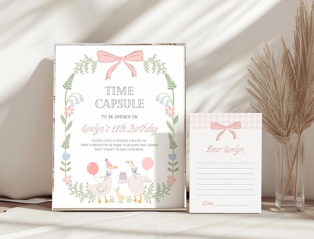 Silly Goose Time Capsule Sign | Floral Pink Bow | One Silly Goose 1st ...