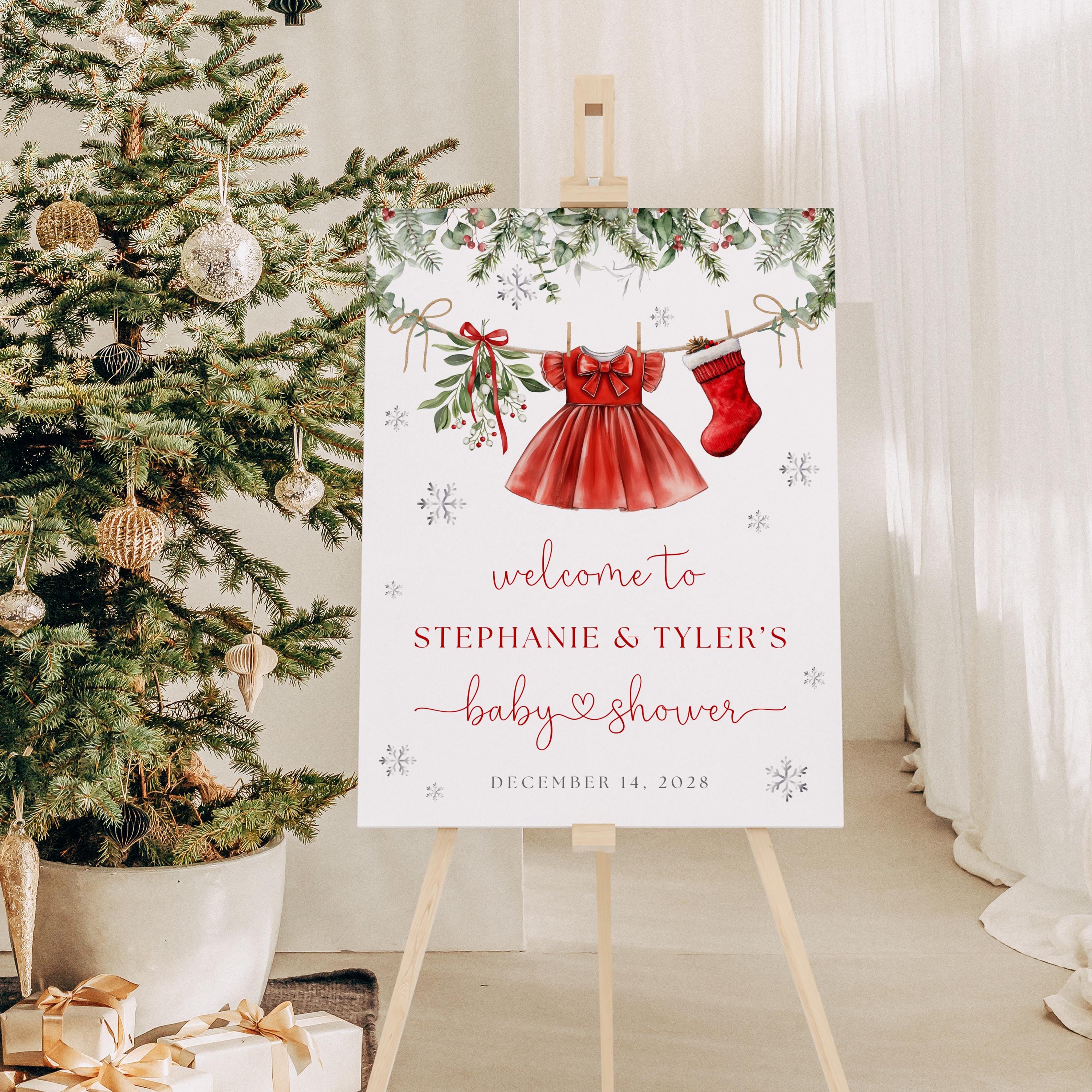 Santa Baby Shower Invitation Bundle | Christmas Girl Baby Shower ...