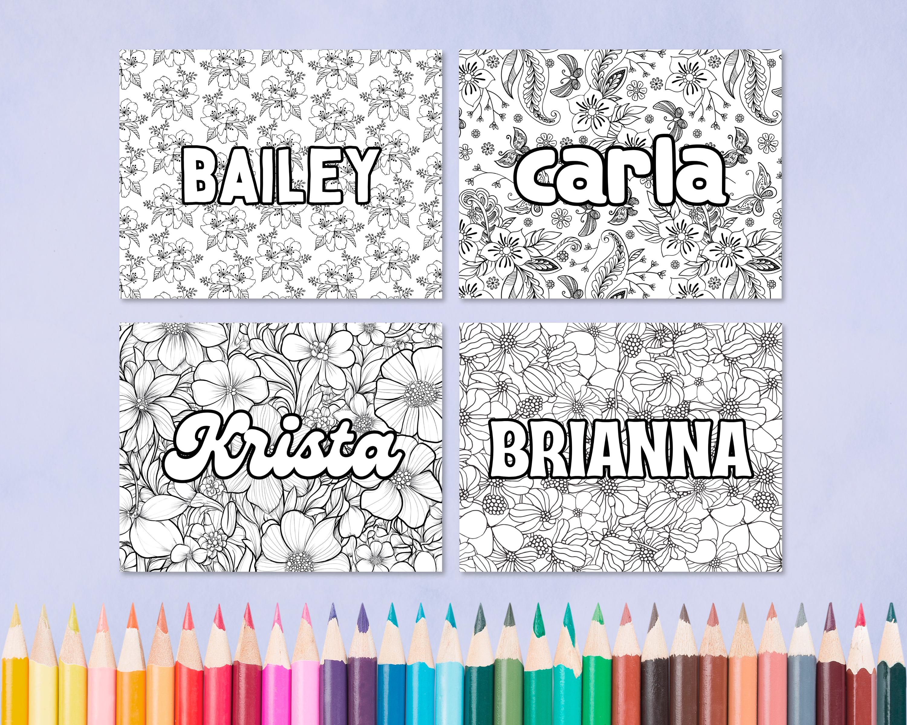 Editable Floral Name Coloring Pages | Customizable Coloring Book ...