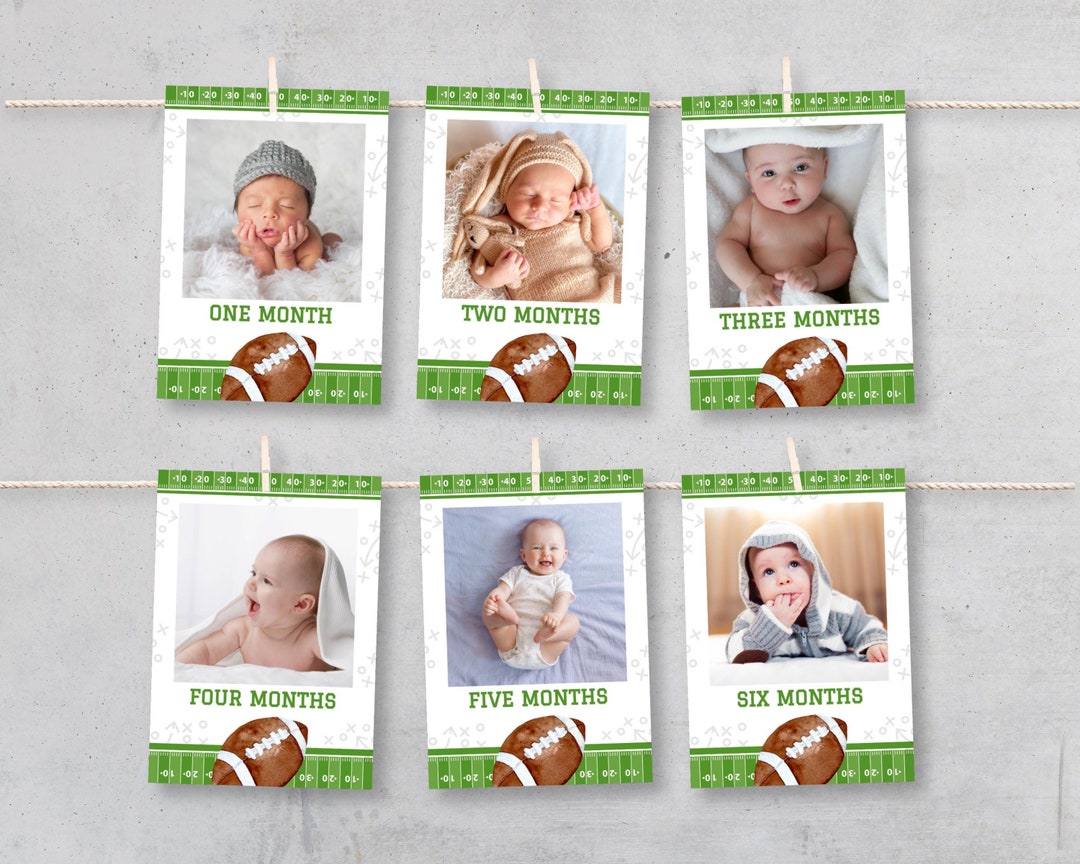 Football 1st Birthday Milestone Banner First Year Down Monthly Photo ...