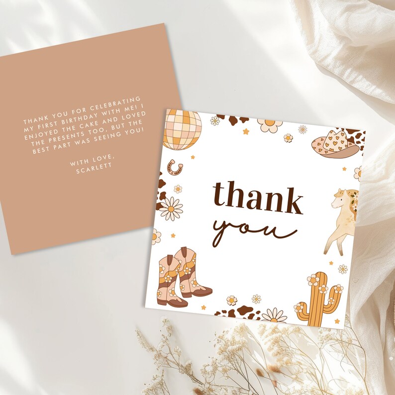 Cowgirl Rodeo Thank You Cards | Boho Western Thank You Cards | Instant ...