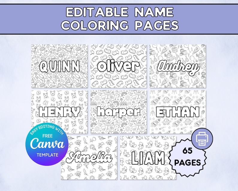 Editable Name Coloring Pages | Customizable Coloring Book | Printable ...