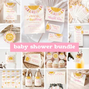 Sunshine Baby Shower Cupcake Toppers | Boho Retro Sun Girl Baby Shower ...
