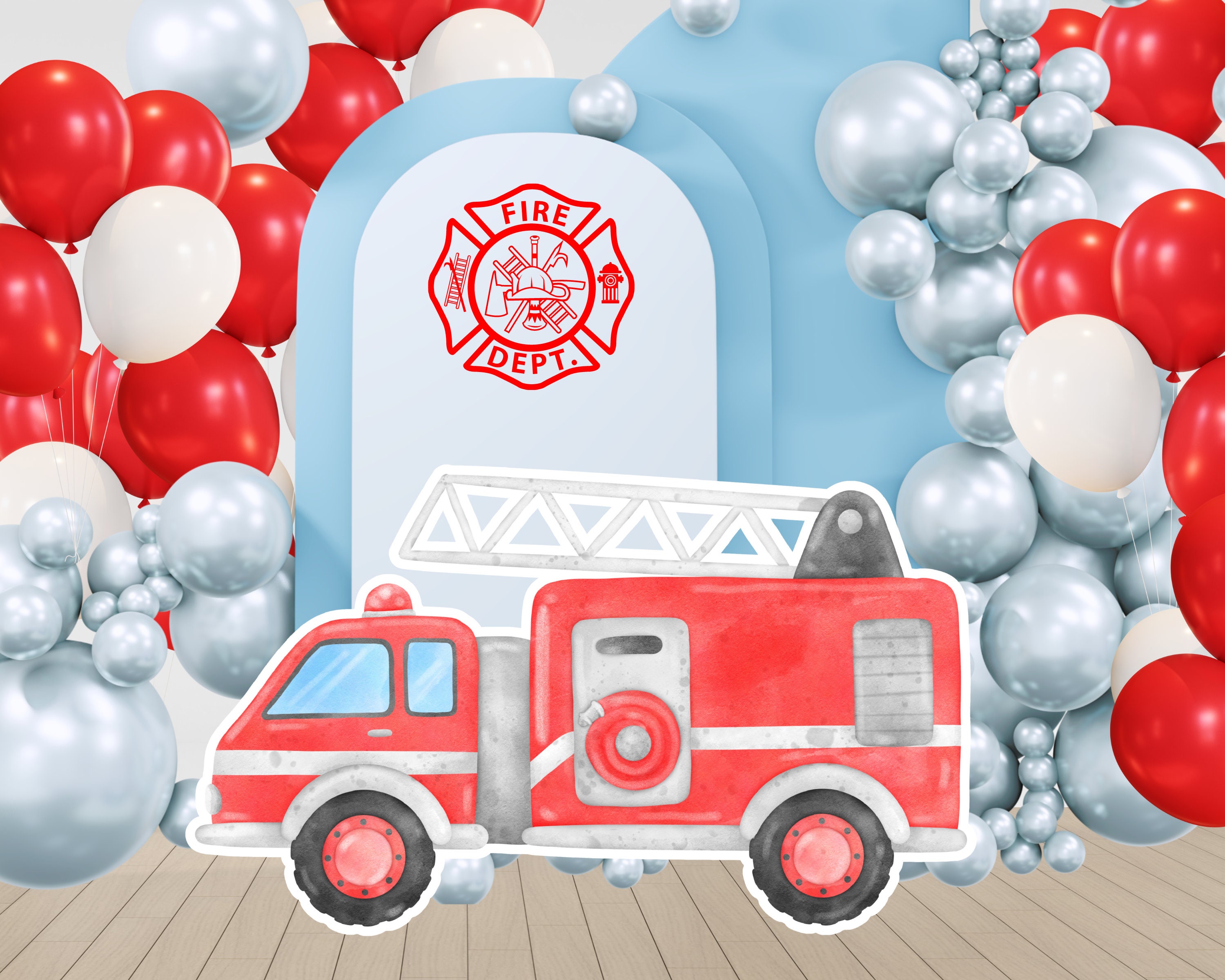 Fire Truck Cutout Big Decor Firefighter Party Decor Instant Download - Etsy