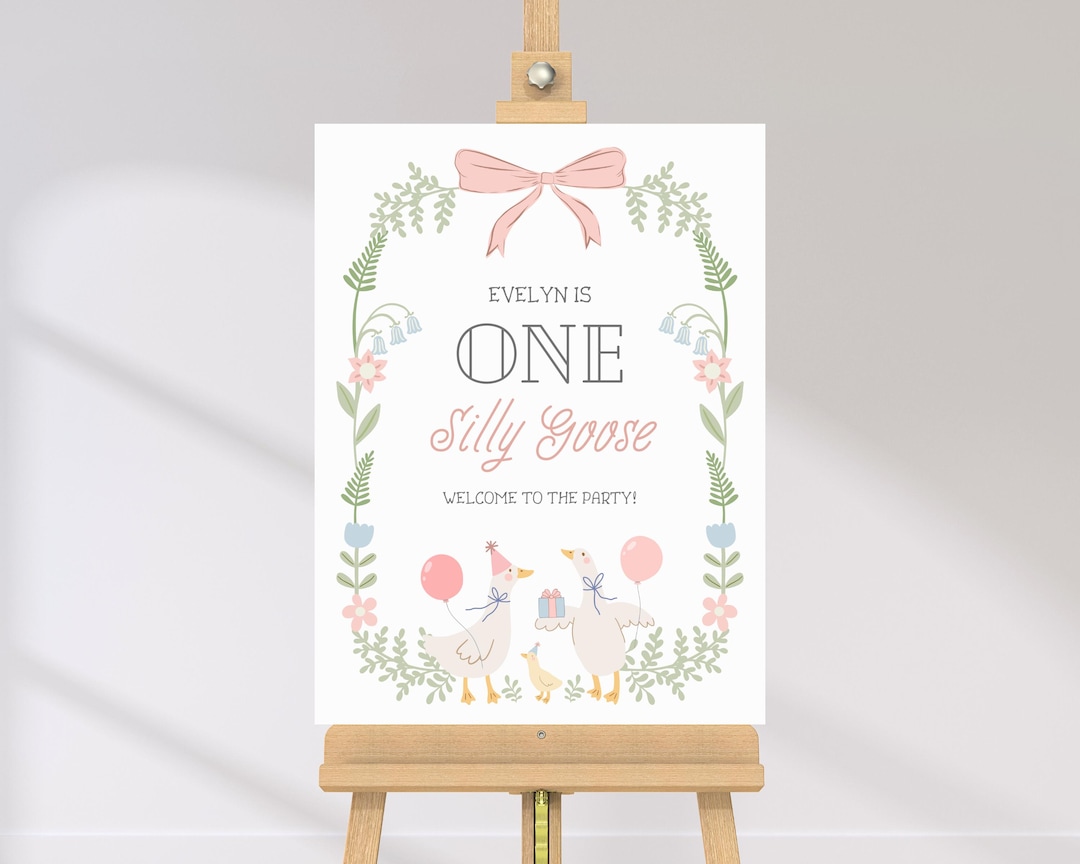 Silly Goose Birthday Welcome Sign | Editable Sign Template | One Silly ...