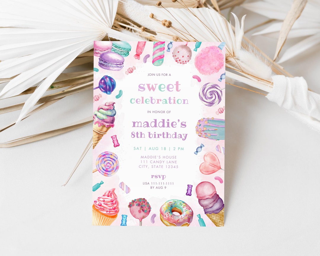 Sweet Celebration Candy Invitation | Candyland Birthday Party Invite ...