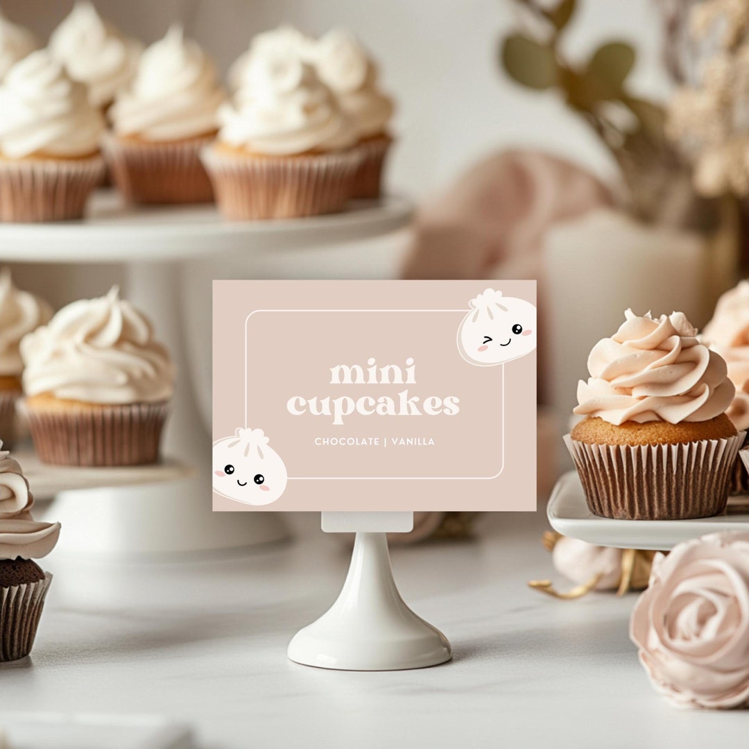 Little Dumpling Food Label Buffet Cards Bao Dumpling Editable Template ...
