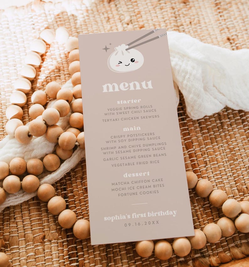 Little Dumpling Food Label Buffet Cards | Bao Dumpling Editable ...