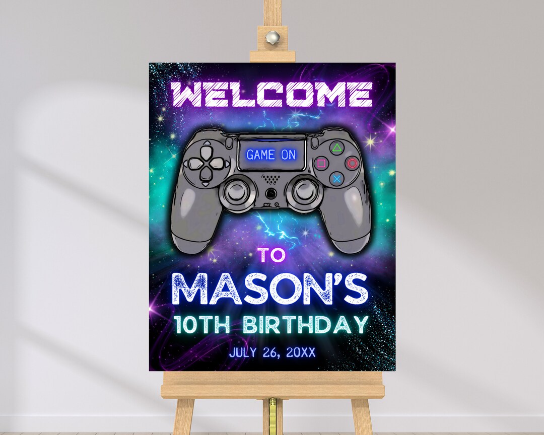 Gamer Birthday Welcome Sign | Video Game Party Welcome Poster | Instant ...