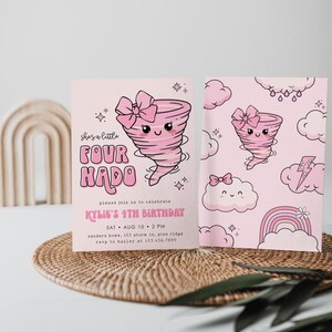 Fournado Birthday Invitation | Pink Tornado 4th Birthday Invite ...