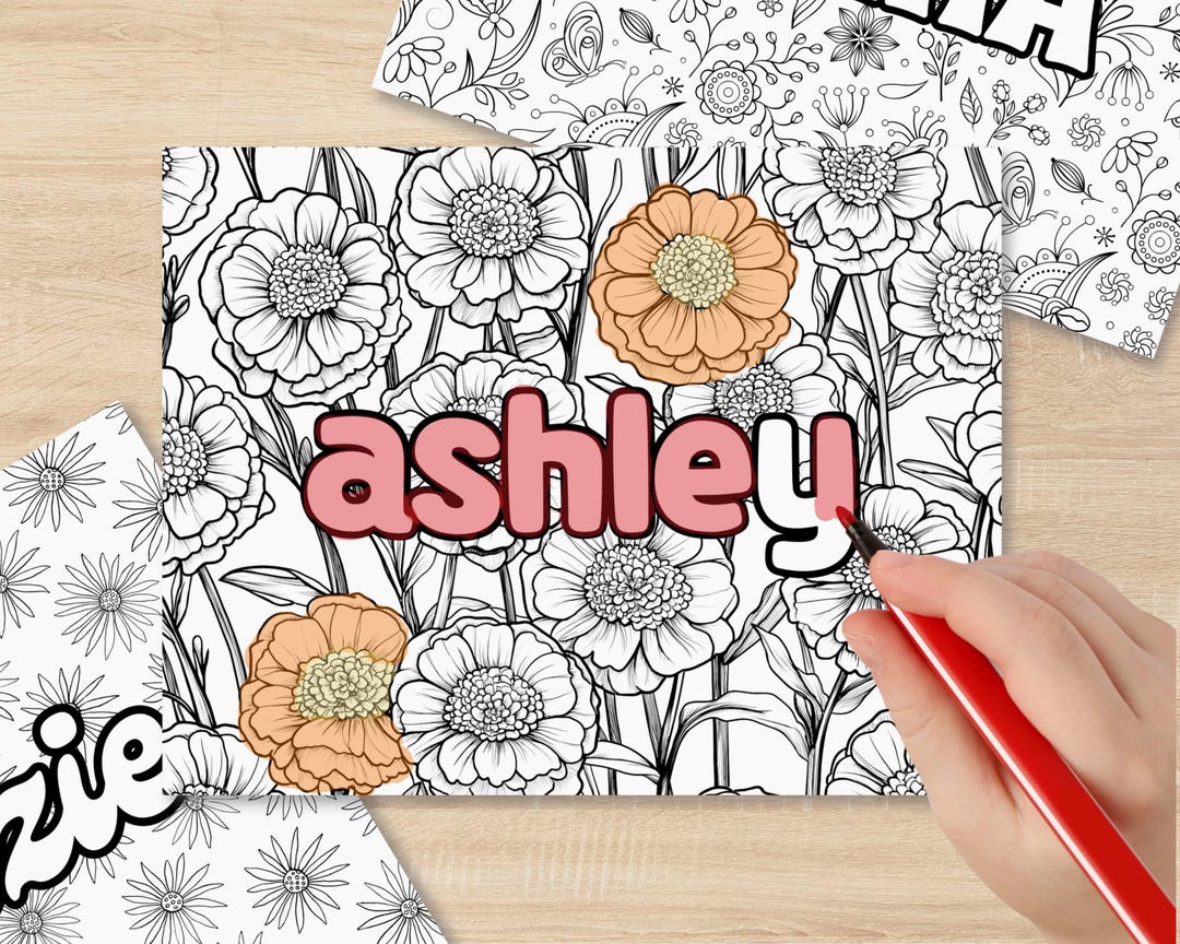 Editable Floral Name Coloring Pages | Customizable Coloring Book ...