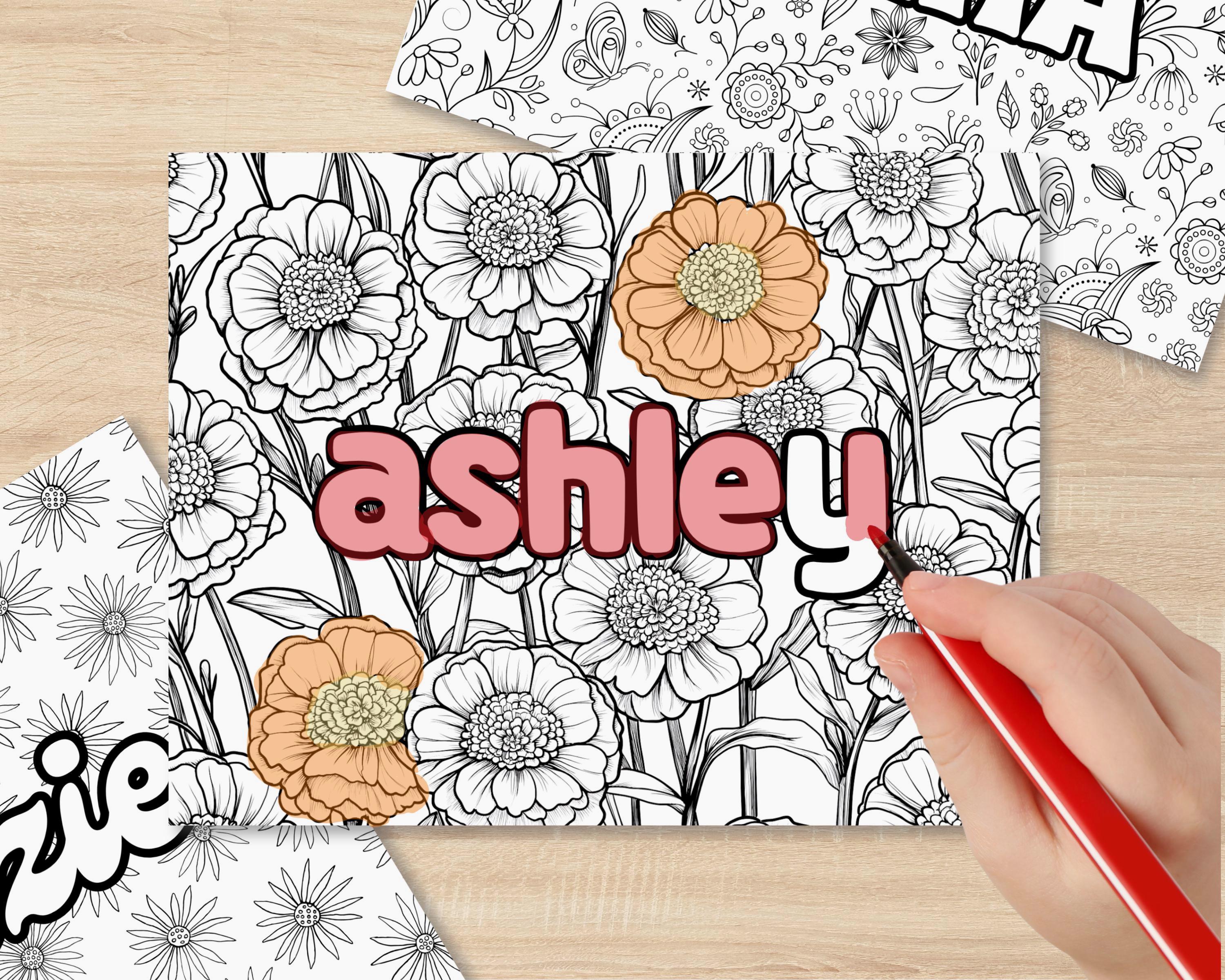 Editable Floral Name Coloring Pages | Customizable Coloring Book ...