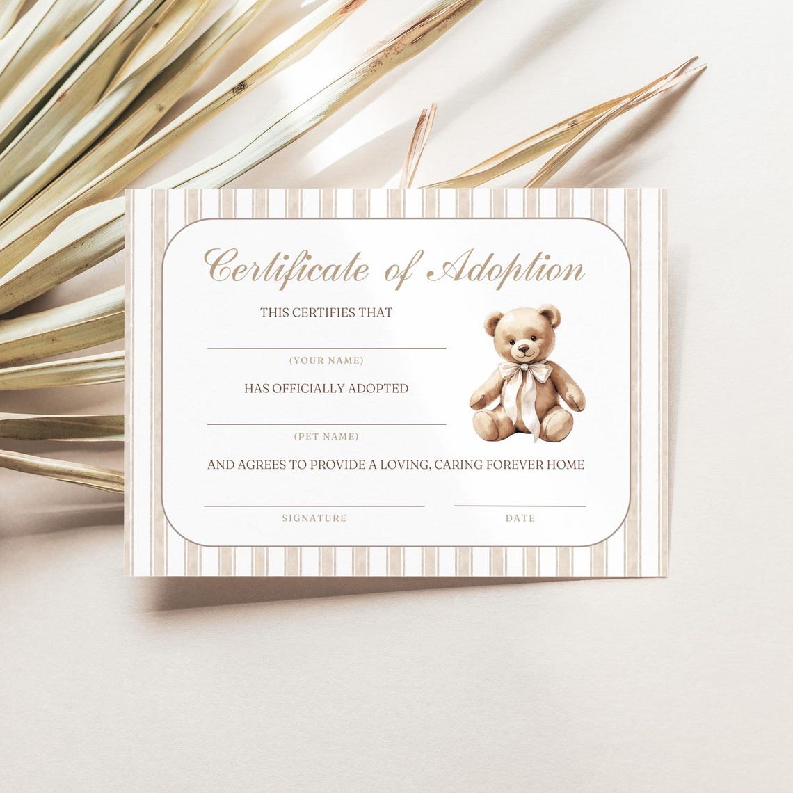 Teddy Bear Adoption Sign & Certificate, Editable Adopt a Bear Sign ...