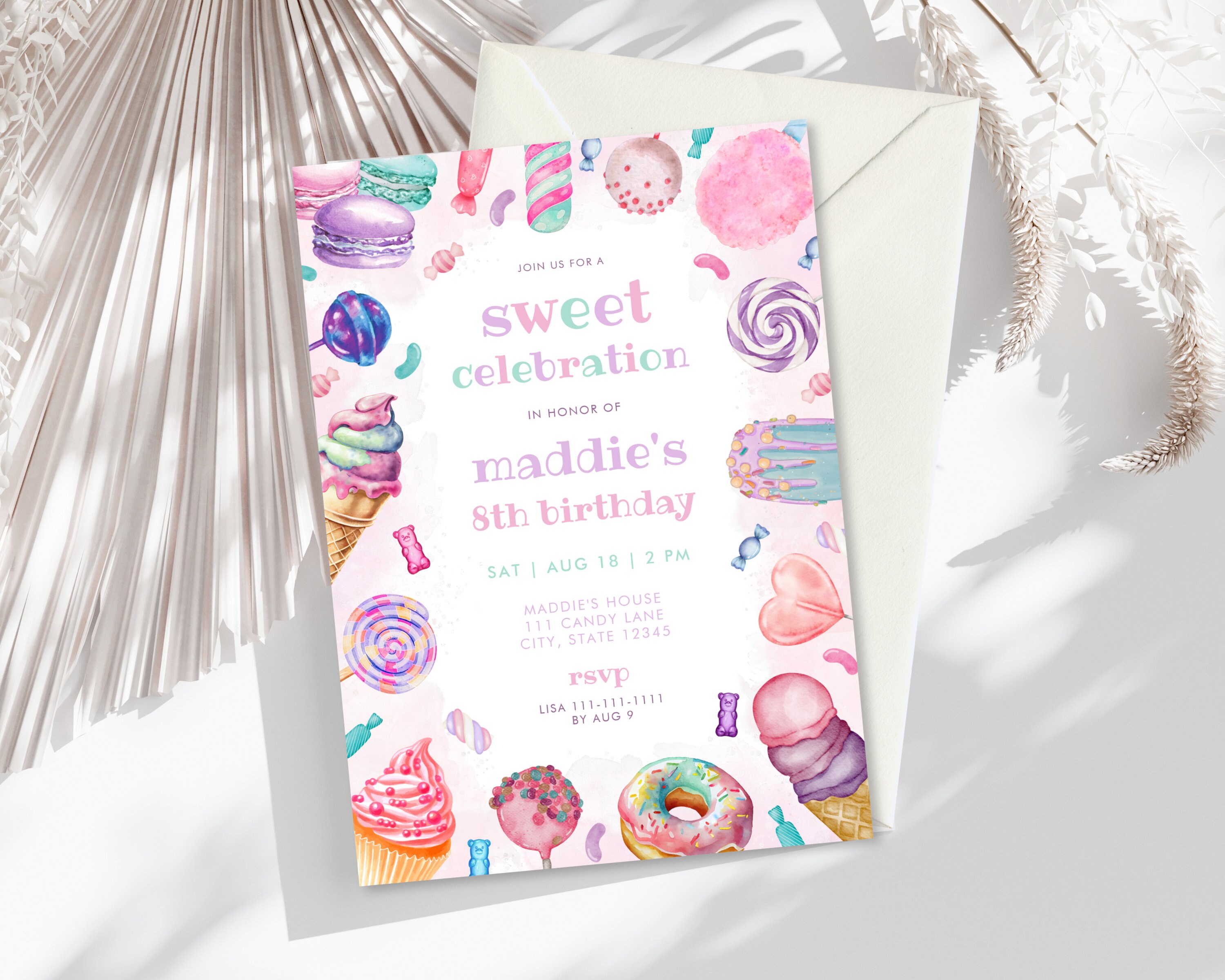 Sweet Celebration Candy Invitation Candyland Birthday Party Invite ...