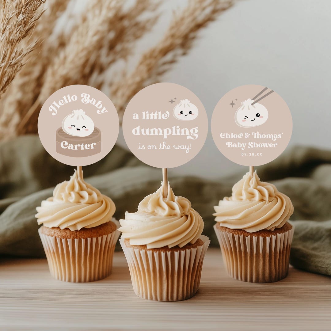 Little Dumpling Baby Shower Cupcake Toppers | Bao Dumpling Dim Sum ...