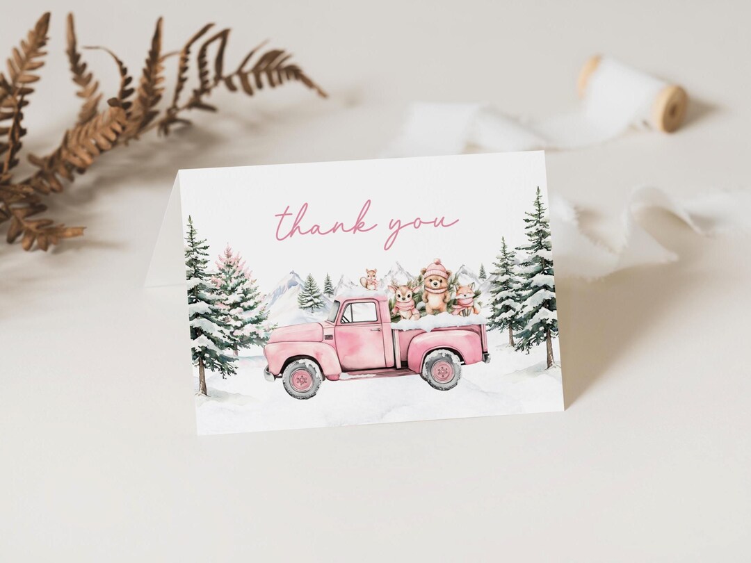 Baby It's Cold Outside Thank You Card, Winter Woodland Baby Shower ...