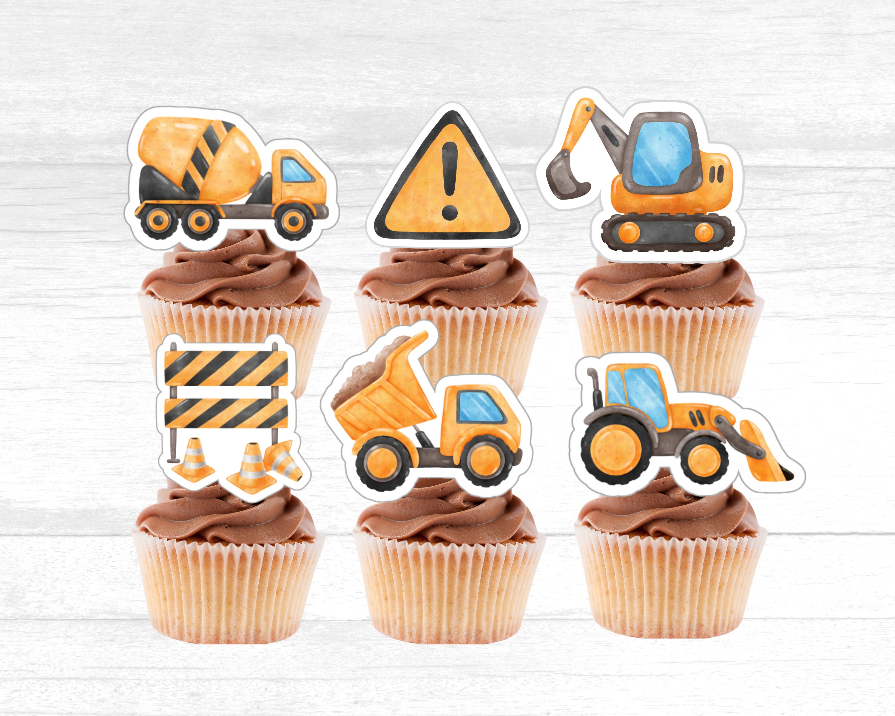 Construction Cupcake Toppers Printable Construction Truck Birthday Cake ...